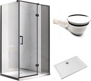 BPS-koupelny Obdélníkový sprchový kout HYD-OK03D 120x100 černá/transparent + vanička HYD-OSV-ST06C bílá
