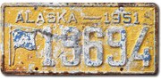 Americká SPZ Alaska 1951 Antique 19694