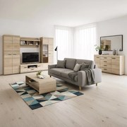 Obývací stěna se skříní LINK s | 6 dílů | sestava D | 298 + 140 + 120x60 cm | sonoma