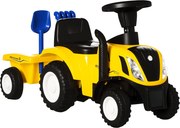 HOMCOM Dětský traktůrek NEW HOLLAND na šlapání s řízením a osvětlením, dětský bagr se skládacím prostorem pod sedadlem, pro děti do 25kg, vhodný pro 1