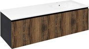 Sapho Lorea - Umyvadlová skříňka 140x46x52 cm, 2x zásuvka, pravá, dub collingwood/matná černá LE070-1935-R-06