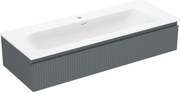 Mexen Rivel, koupelnová skříňka 120 cm s umyvadlem Vela, 1 zásuvka, drážkovaná, grafitová matná/bílá matná, 91A20-12023-1-BF66-W23M0