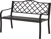 3-místná zahradní lavička Outsunny v rustikálně elegantním stylu pro zahradu nebo terasu, 128D x 60Š x 89V cm, epoxidový kov, litina, hnědá