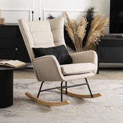 Designové houpací křeslo Bergen béžová strukturovaná tkanina