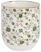 Kalíšek na čaj zelená kvítka - 6*8 cm,  0,1L