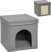 PawHut Kočičí Dům Kočičí Postel Kočičí Chata se Škrabadlem a Vnitřními Dveřmi 36.5x36.5x36.5 cm Šedá | Aosom