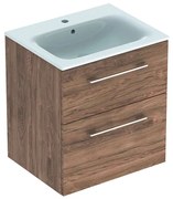 Geberit Selnova Square - Umyvadlová skříňka 64x59x48 cm, s umyvadlem, 2 zásuvky, ořech hickory 501.238.00.1