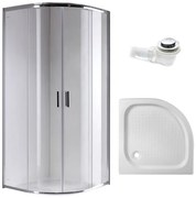 BPS-koupelny Čtvrtkruhový sprchový kout HYD-RK94C 100x100 cm chrom/transparent + vanička HYD-RSV-SXL01A bílá