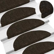 Schodové rohože samolepicí 30 ks 56 x 17 x 3 cm tmavě hnědé půlkulaté 3365685