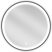 Mexen Esso, kulaté LED podsvícené koupelnové zrcadlo 70 cm, 6000K, topná podložka proti zamlžování, černý rám, 9825-070-070-611-70