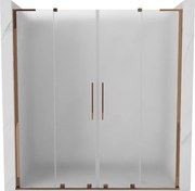 Mexen Velar L Duo, posuvné sprchové dveře do otvoru 200 cm, 8mm sklo námraza, růžové zlato, 871-200-003-32-60