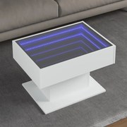 Konferenční stolek s LED bílý 70 x 50 x 45 cm kompozitní dřevo