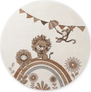 Villeroy & Boch, Dětský kusový koberec Villeroy & Boch Boho Kids 106307 Cream Multicolor kruh, 160x160 (průměr) kruh, bílá, dětský pokoj