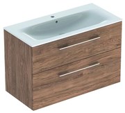 Geberit Selnova Square - Umyvadlová skříňka 64x99x48 cm, s umyvadlem, 2 zásuvky, ořech hickory 501.246.00.1