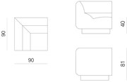 Prostoria designové sedačky Layout Sofa Corner Seat L