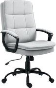 Ergonomická kancelářská židle HOMCOM s opěrkami, výškově nastavitelná otočná židle s houpací funkcí, vzhled lnu, tuftovaná počítačová židle, šedá | Ao
