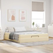 Rám postele s matrací 2 ks Krémová textil 3399513
