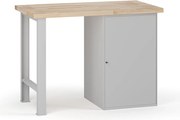 Dílenský pracovní stůl G7, buková spárovka, 1200 x 685 x 840 mm, 1x skříňka, šedá