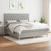 Box Spring Postel S Matrací Textil Světle Šedá Prošívaný design 160 x 200