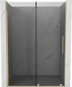 Mexen Velar, posuvné sprchové dveře do otvoru 130 cm, 8mm šedé sklo, zlatá matná, 871-130-000-41-55