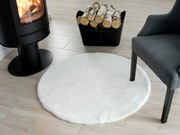 Kusový kulatý koberec RABBIT FUR - imitace králičí kožešiny - bilý
