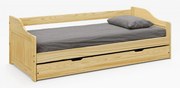 Postel s výsuvnou přistýlkou, 90x200, přírodní, masiv, LAURA NEW Kondela 0000274647