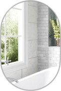 HOMCOM Oválné Zrcadlo do Koupelny 60x90 cm se Stříbrným Hliníkovým Rámem - Dekorativní Zrcadlo na Zeď Horizontální nebo Vertikální pro Obývací Pokoj,