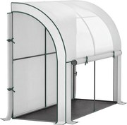 Skleník Outsunny s rolovacími dveřmi, zimní fóliový skleník vyrobený z oceli, skleník na balkon, zahradu, rajčatový skleník s UV ochranou 200x80x157cm