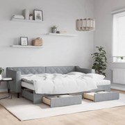 Válenda s přistýlkou a zásuvkami světle šedá 80 x 200 cm textil 3197475