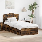 Rám postele s čelo Kouřový dub 90 x 200 cm Inženýrské dřevo 3413044