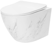 Závěsná WC mísa se SoftClose sedátkem REA CARLOS SLIM RIMLESS, přírodní mramor