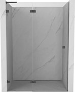 Mexen, Mexen Lunar L levé otočné sprchové dveře 130 cm, průhledné, pistolově šedé kartáčované - 834L-130-000-66-00-L
