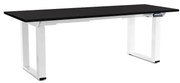 Výškově nastavitelný stůl OfficeTech Strong 200 x 80 cm, bílá podnož, černá