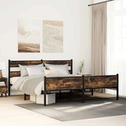 Kovový rám postele bez matrace kouřový dub 183 x 213 cm 3308492