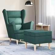 Křeslo s podnožkou tmavě zelené textil 3307994