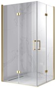BPS-koupelny Obdélníkový sprchový kout HYD-OK12B 100x80 zlatá/transparent - bez vaničky