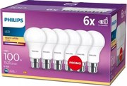 SADA 6x LED Žárovka Philips A60 B22/13W/230V 2700K