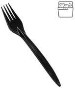 Bittner - plastová vidlička 18 cm, opakovaně použitelná, černá - 100 ks
