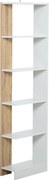 HOMCOM Regál na Knihy s 5 Policemi, Multifunkční Knihovna pro Studium a Kancelář s Zvýšeným Podstavcem, Elegantní Design 45x21x170 cm, Bílá a Dub | Ao