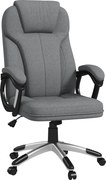 Kancelářská židle Vinsetto Ergonomická počítačová židle s funkcí houpání Výškově nastavitelná opěrka hlavy Područky šedého lněného vzhledu 66x75x110-…