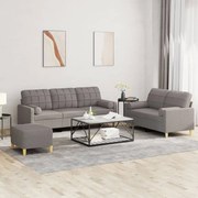 3dílná sedací souprava s polštáři taupe textil 3201337