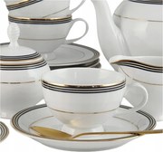 Ofelia Gold čajový servis pro 6 osob 15 kusů |Porcelán Bogucice