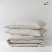 Bílobéžové lněné povlečení na dvoulůžko 200x200 cm – Linen Tales