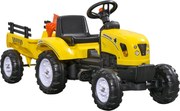 HOMCOM Pedálový Traktor s Přívěsem - Pedálové Auto pro Děti od 3 Let do Zahrady, Železný Žlutý 133 x 42 x 51 cm | Aosom