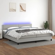 Box spring postel s matrací a LED světle šedá 200x200 cm textil 3133021