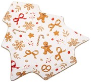Bílý servírovací skleněný talíř s vánočním motivem Gingerbread – Dakls