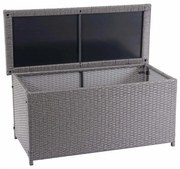 Polyratanový zahradní úložný box HWC-D88 - základní šedá, 63x135x52cm 320l