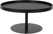 Černý kulatý konferenční stolek s deskou v dubovém dekoru ø 70 cm Yuri L – White Label