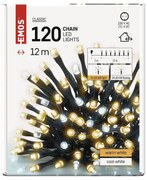 Emos LED světelný řetěz, 12 m, studená, teplá bílá