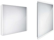 Nimco - Koupelnové podsvícené LED zrcadlo 90x70 cm, zaoblené, aluminium ZP 17019